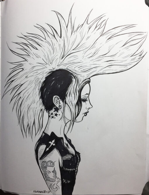 Mohawk Girl pen & ink | normalbob.com